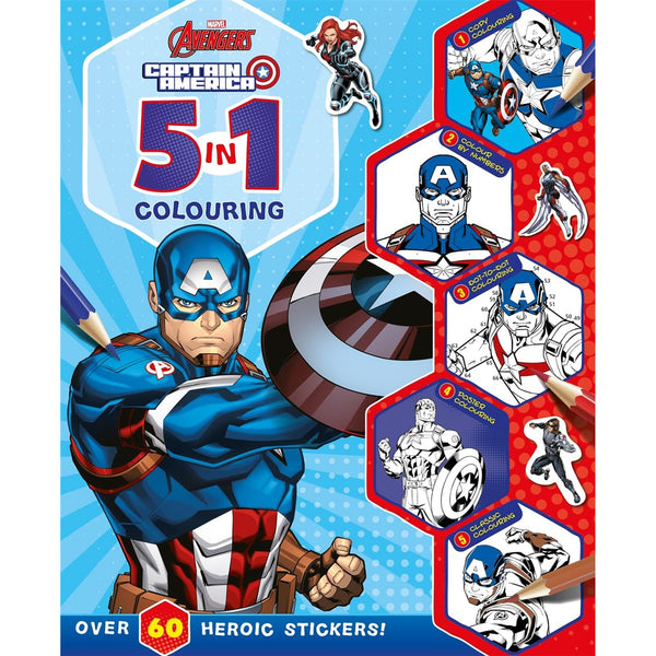 Marvel Avengers Captain America: 5 in 1 Colouring (With dot-to-dot, co ...