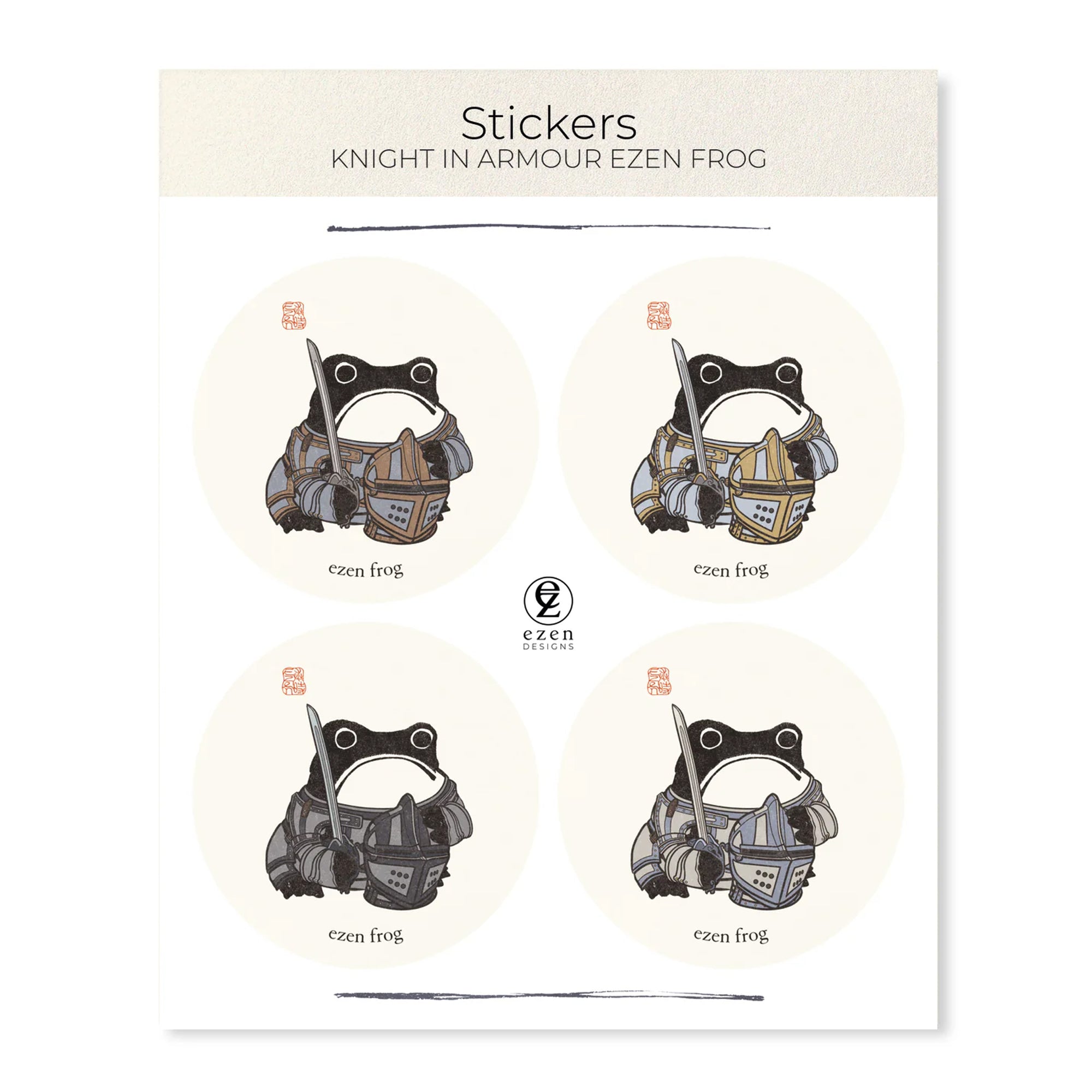 Knight in Armour Ezen Frog - Sticker Set – Royal Armouries Museum Shop