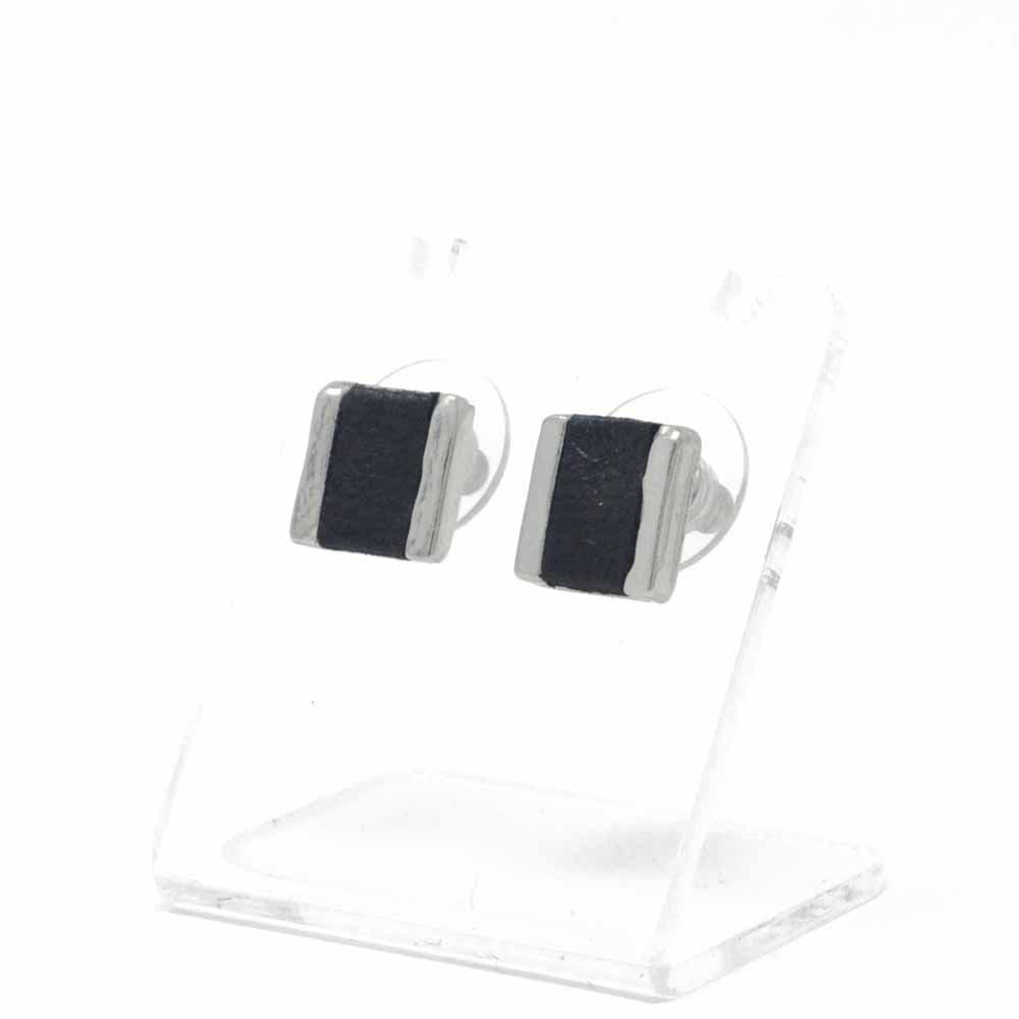 Small Square Stud with Black Leather Inlay – Royal Armouries Museum Shop