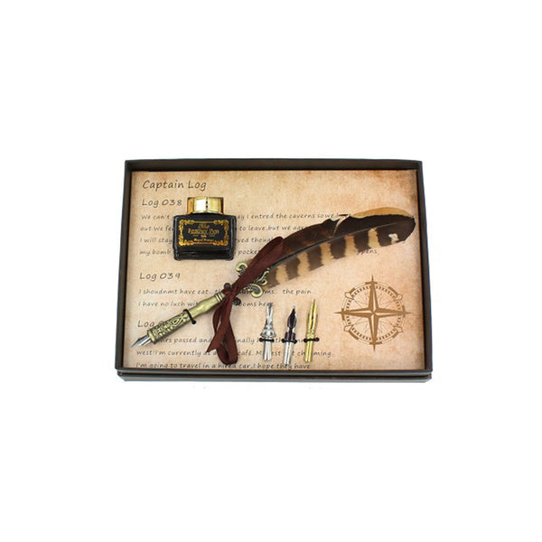 Striped Feather Quill Pen and Ink Set – Royal Armouries Museum Shop